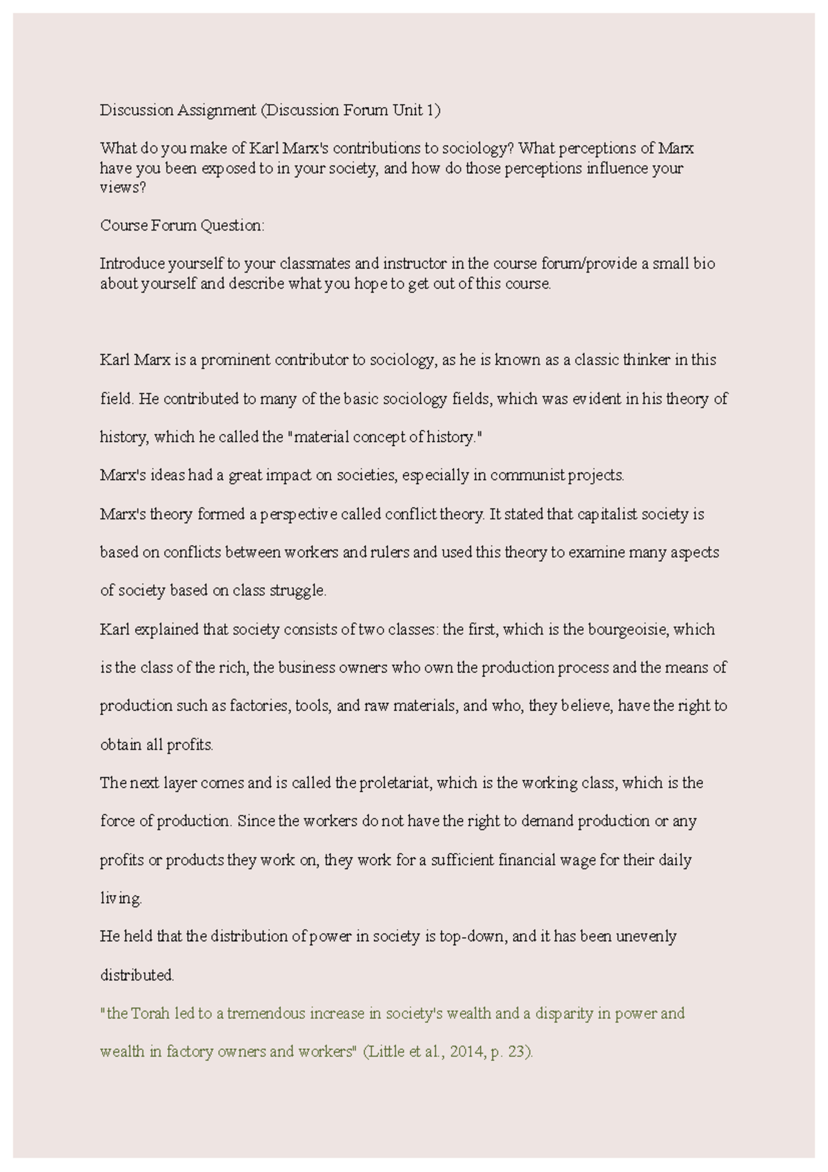 Homeworks SOC 1502 Unit 1 - Discussion Assignment (Discussion Forum Unit 1) What do you make of ...