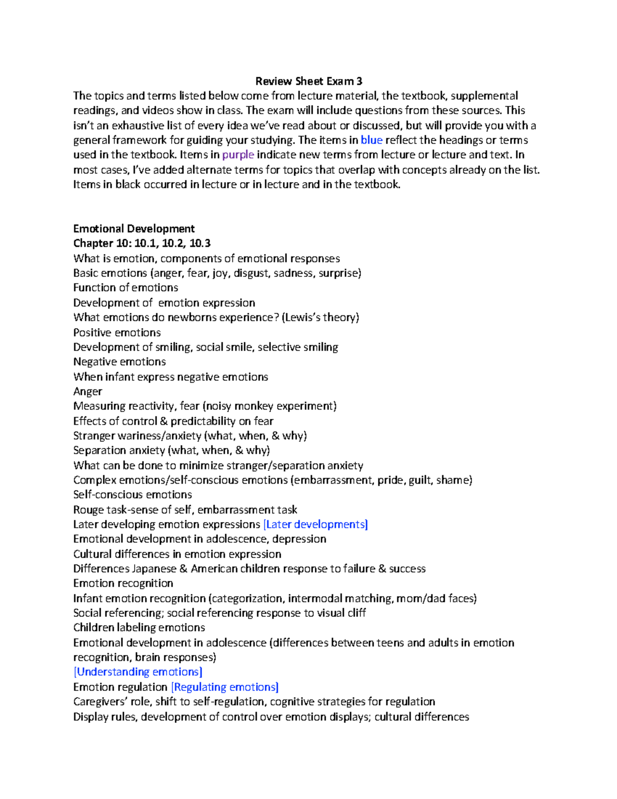 Review Sheet Exam 3 Updated - Review Sheet Exam 3 The topics and terms ...