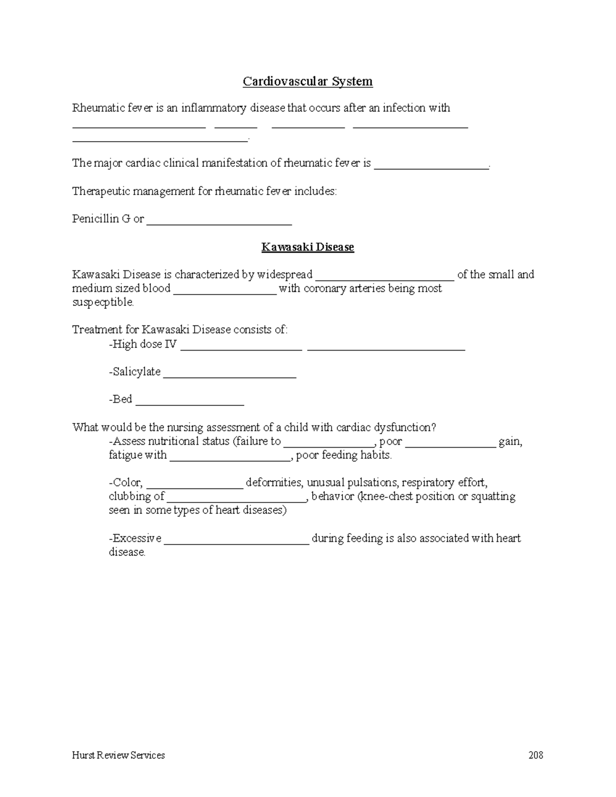 Pediatric Notes part 2 - Cardiovascular System Rheumatic fever is an ...