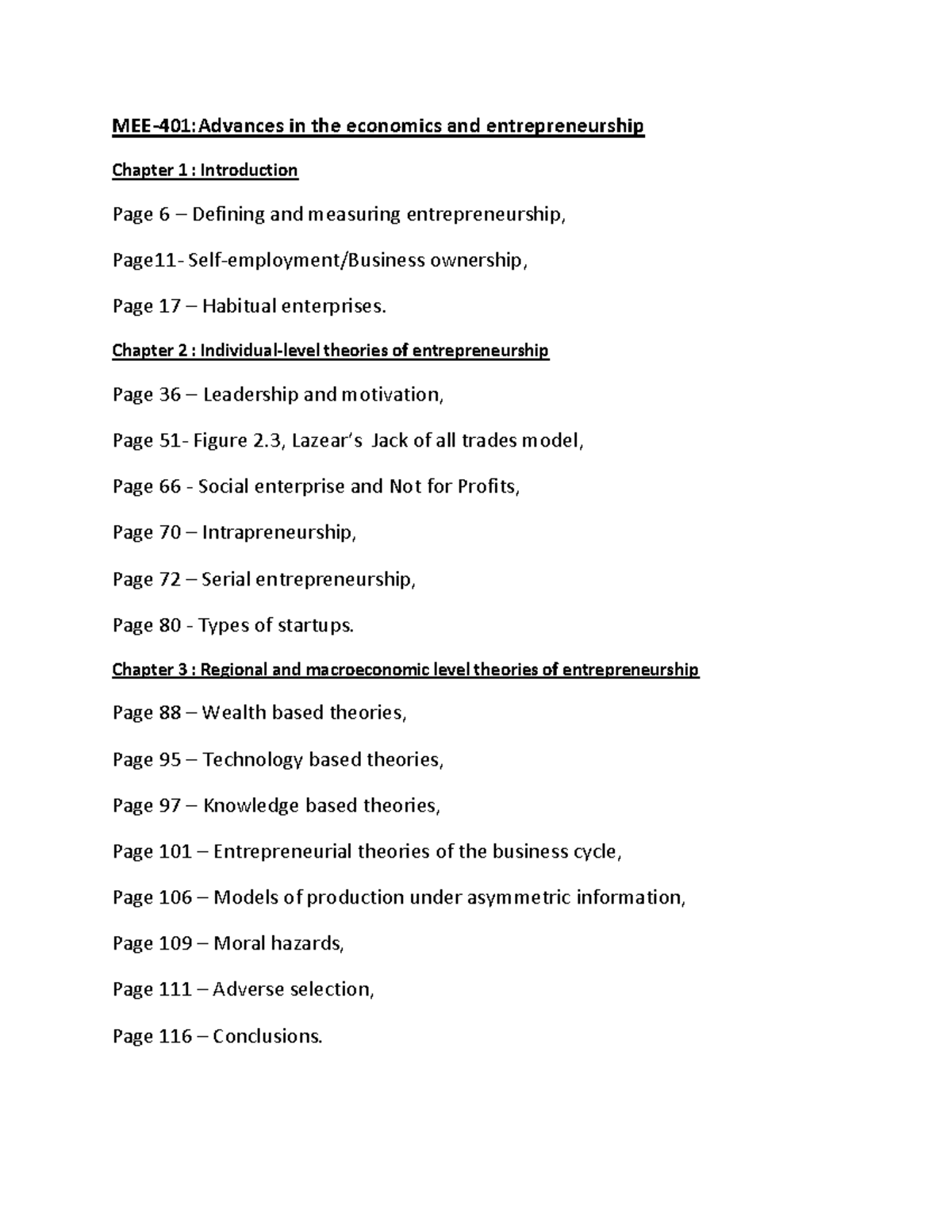Suggestions MEE-401&405 - MEE-401:Advances in the economics and entrepreneurship Chapter 1 ...