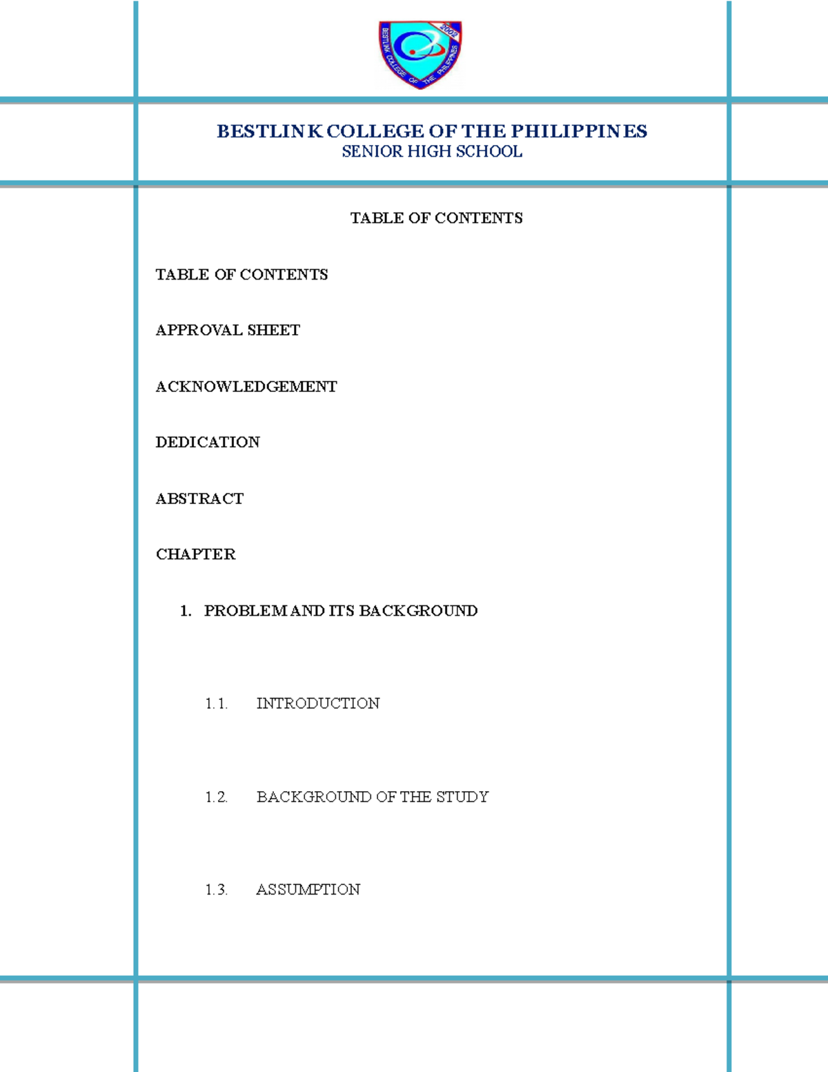 1236 group 1 final chapter 123 - TABLE OF CONTENTS TABLE OF CONTENTS ...