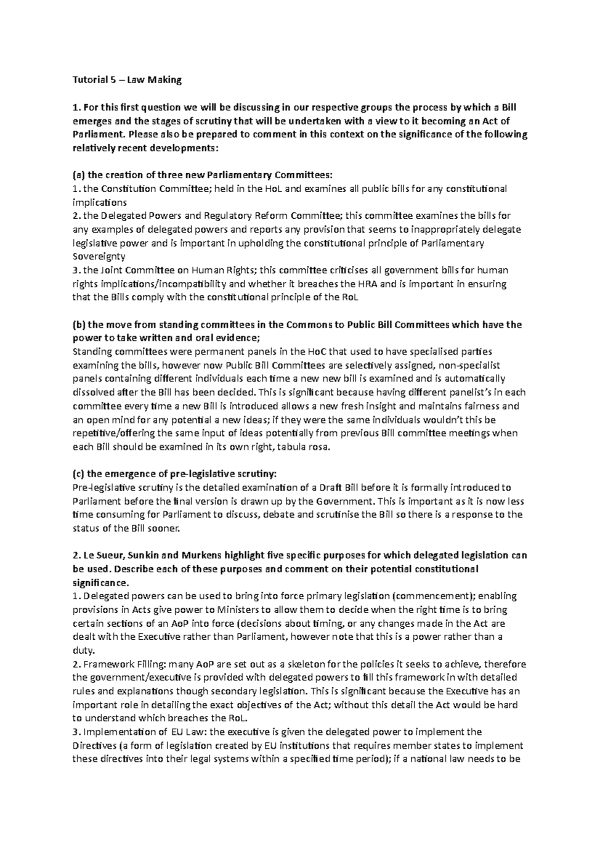 Tutorial - Law Making - Tutorial 5 – Law Making 1. For this first ...