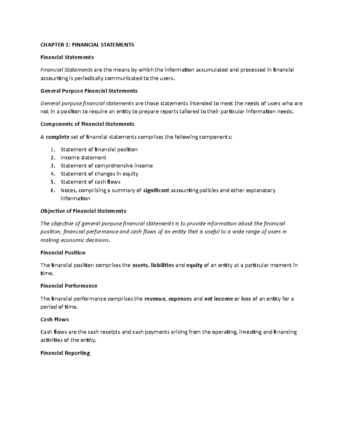 C1-Financial-Statements - CHAPTER 1: FINANCIAL STATEMENTS Financial ...