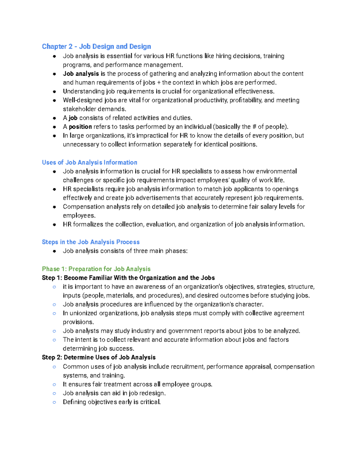 Textbook Notes - Chapter 2 - Chapter 2 - Job Design and Design Job ...