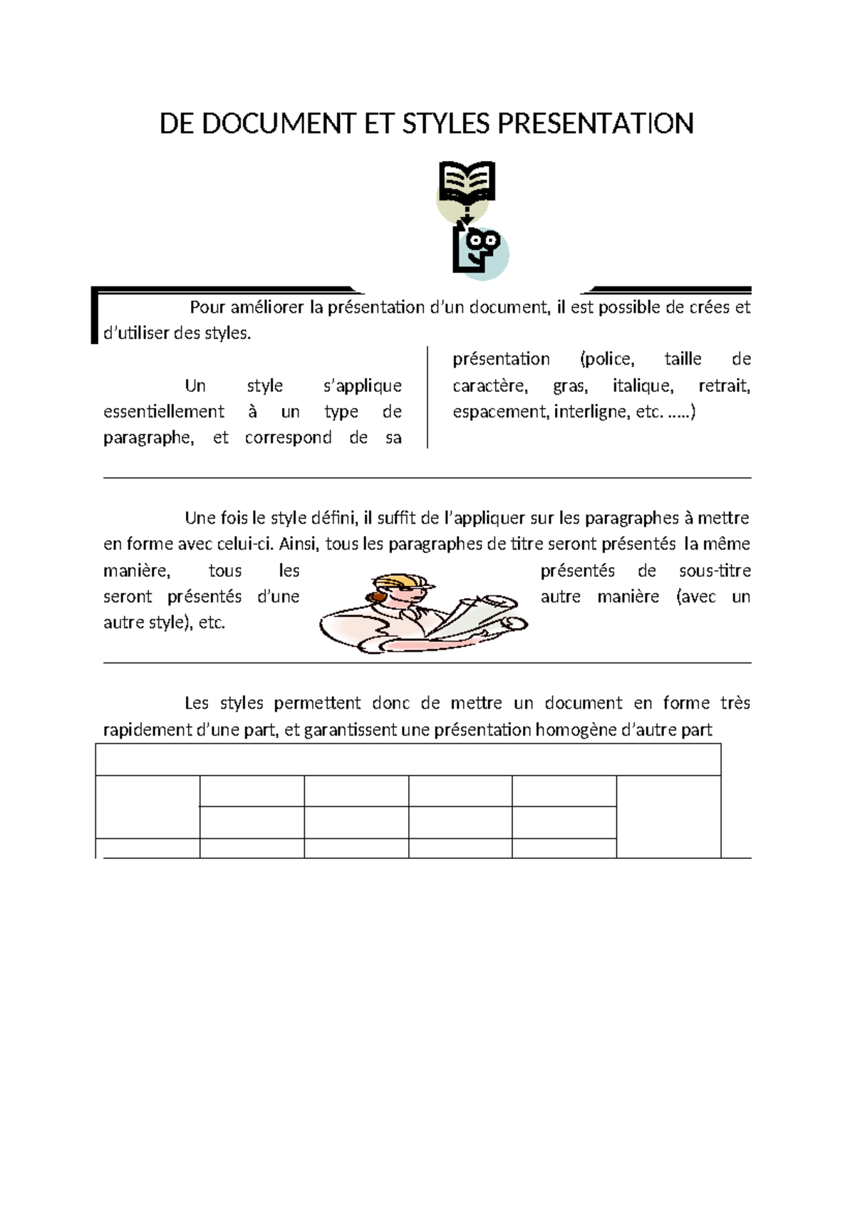 DE Document ET Styles Presentation - DE DOCUMENT ET STYLES PRESENTATION Pour améliorer la - Studocu