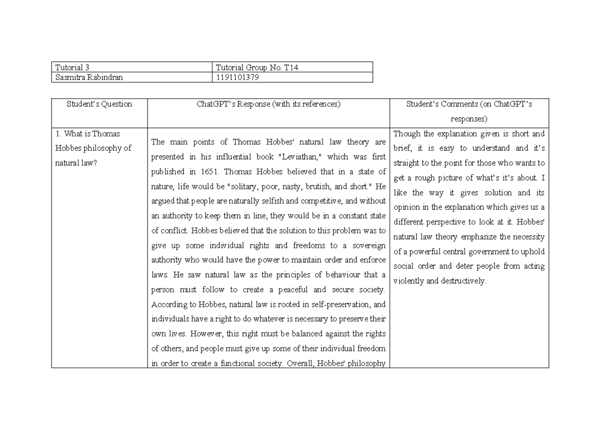 Tutorial 3 (Jurisprudence) - Tutorial 3 Tutorial Group No. T Sasmitra ...
