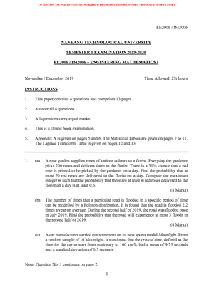 EE2103 Part 1 Tutorial Final with solutionin PDF - NANYANG ...