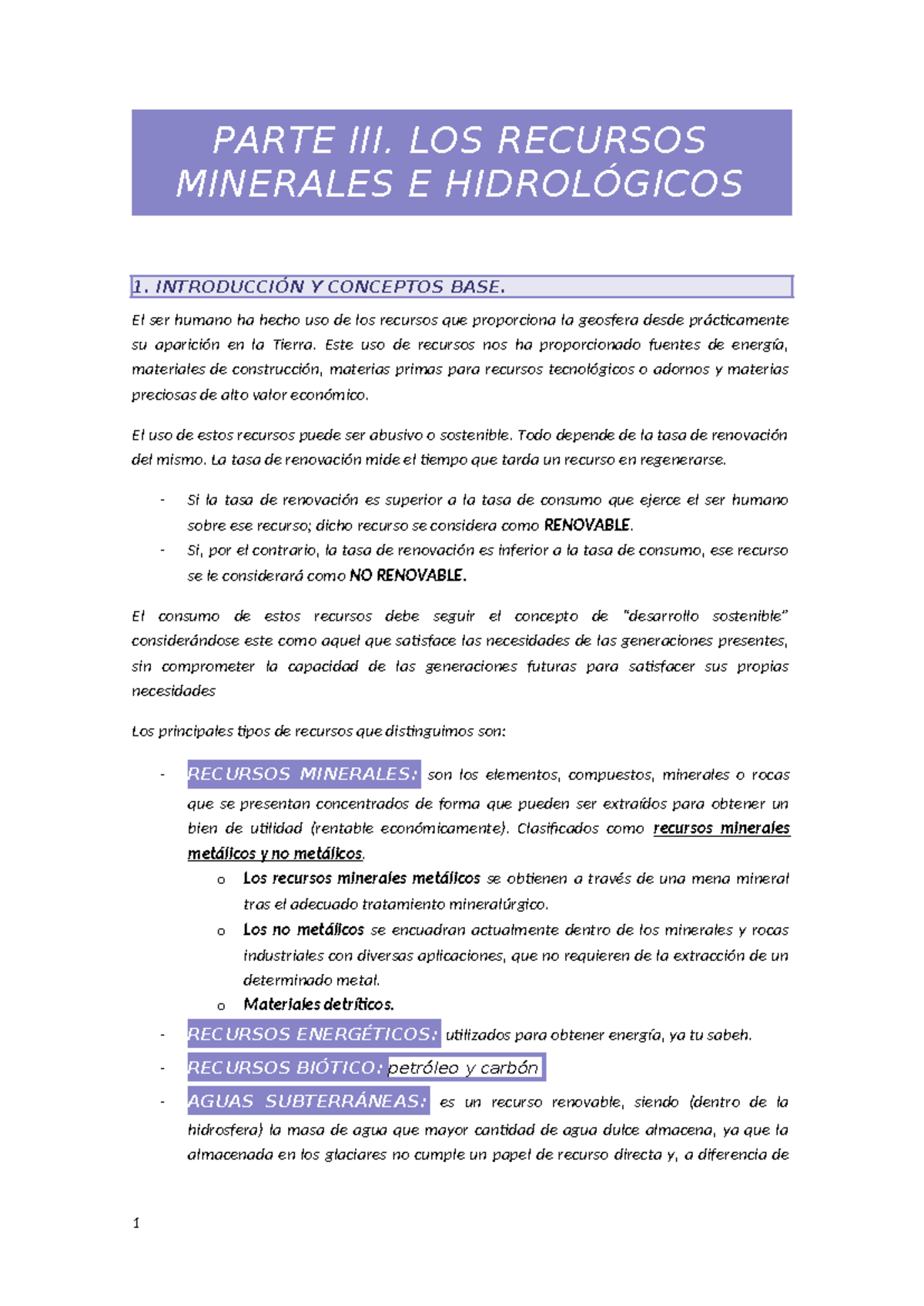 Recursos Geológicos UD 8 Y Aguas Subterráneas Parte III - PARTE III ...