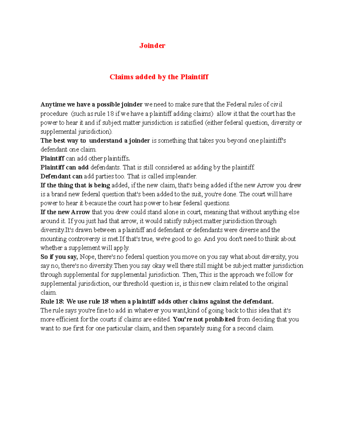 Joinder outline for the final exam - JD411 - UIC - Studocu