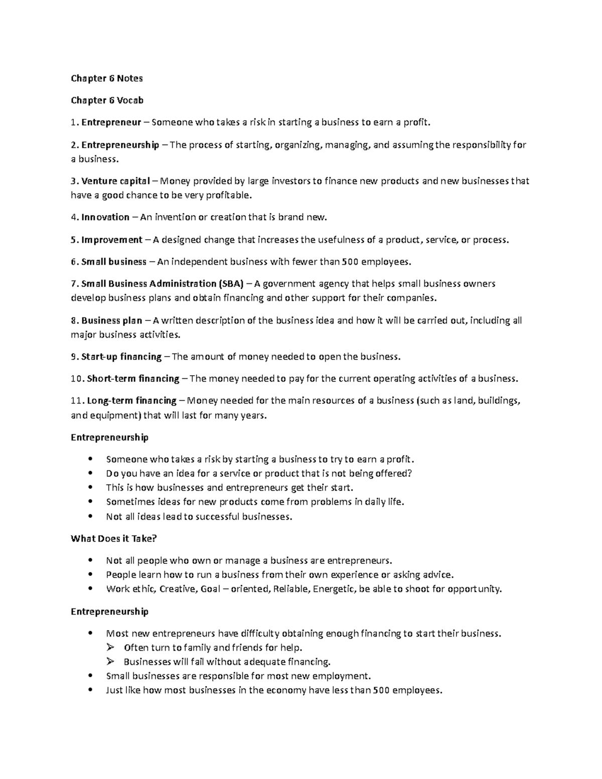 Chapter 6 Notes - Intro to Business - Chapter 6 Notes Chapter 6 Vocab ...