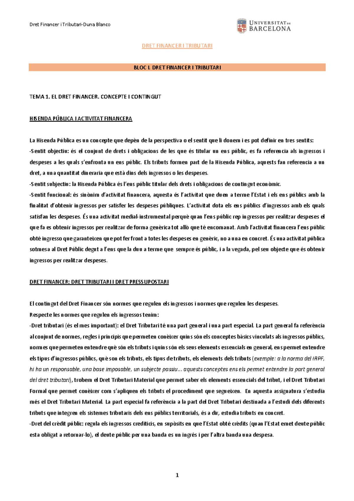 Apuntes finales derecho tributario - Procediments i Sistema Tributari ...