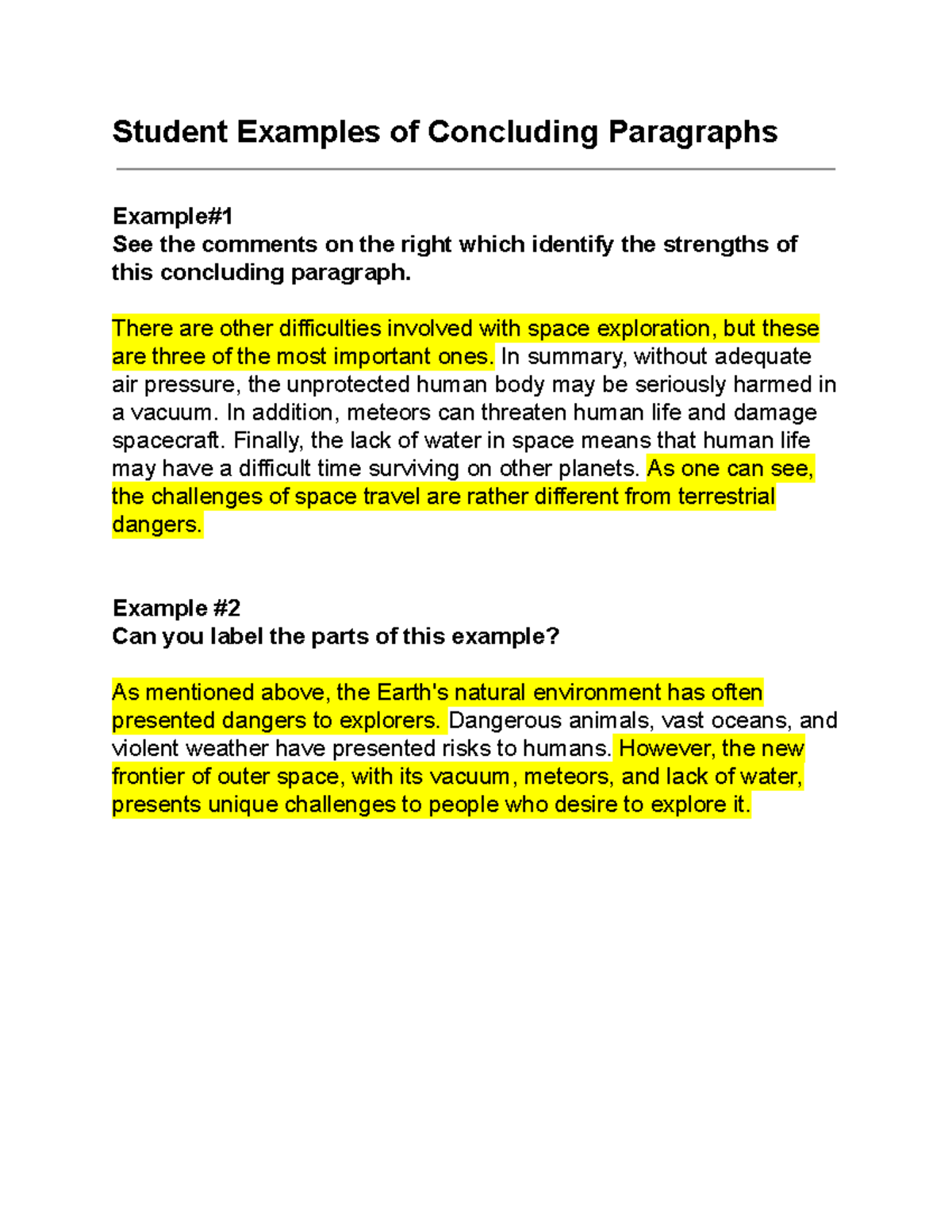 Copy of 3.7 Conclusions - Student Examples - Student Examples of ...