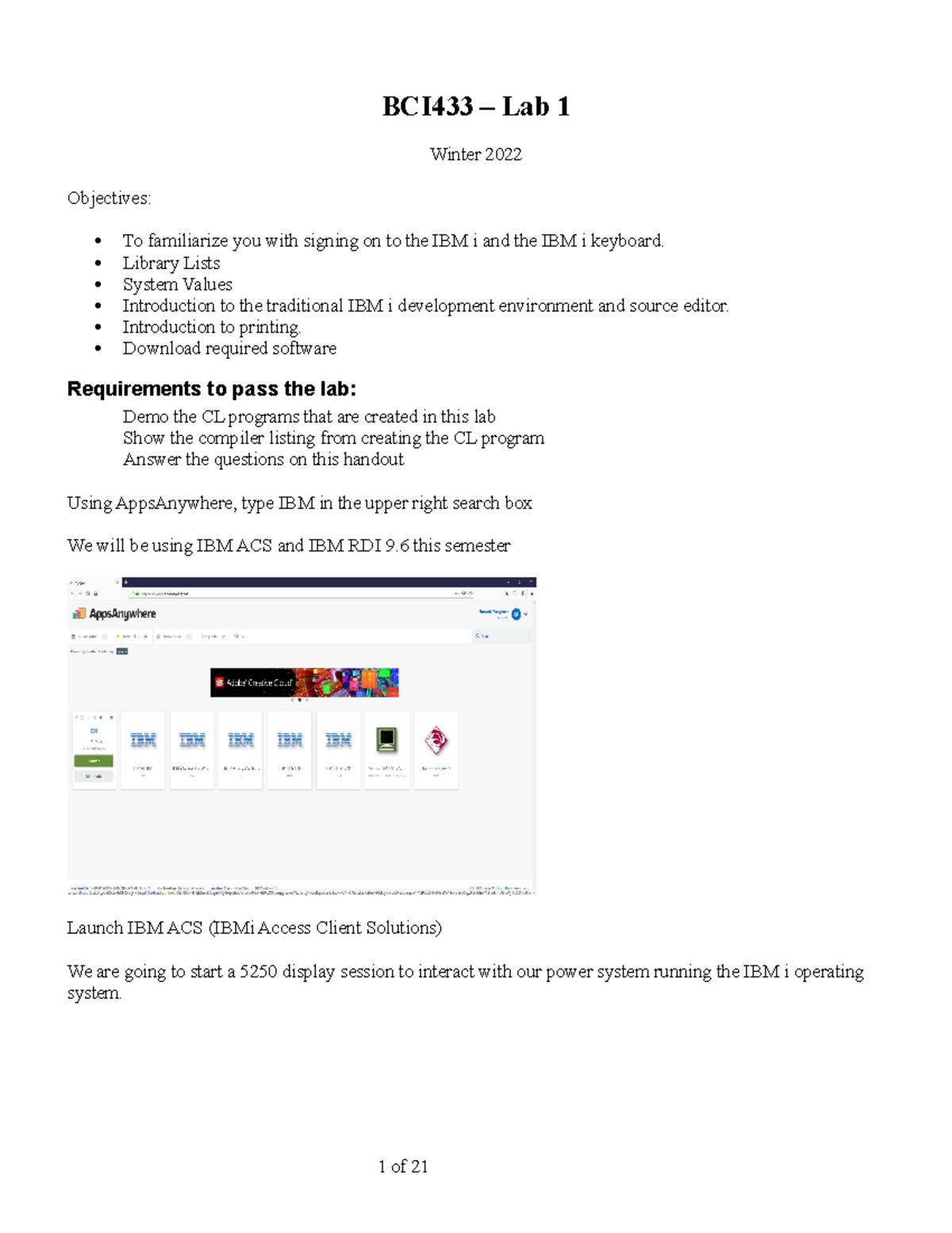 Lab-1-S-22 - Solution - BCI433 – Lab 1 Winter 2022 Objectives: To familiarize you with signing ...