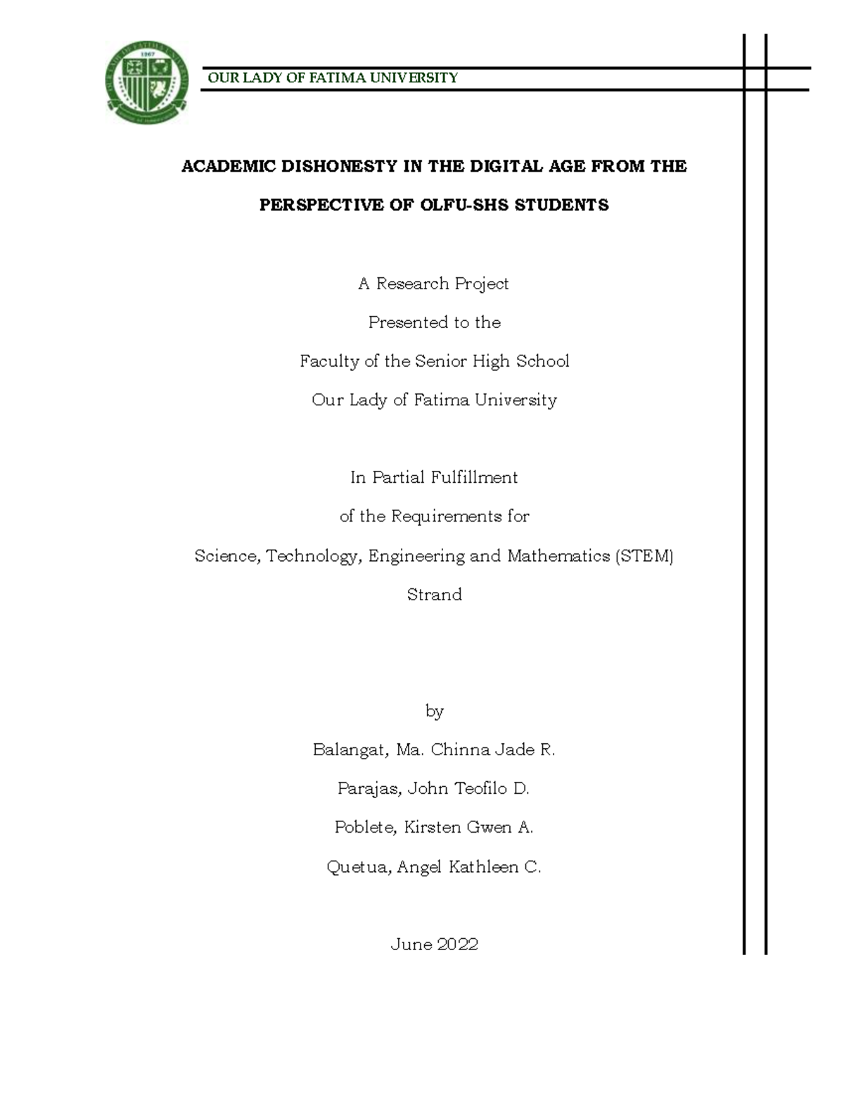 Final- Manuscript Group 4 - OUR LADY OF FATIMA UNIVERSITY ...