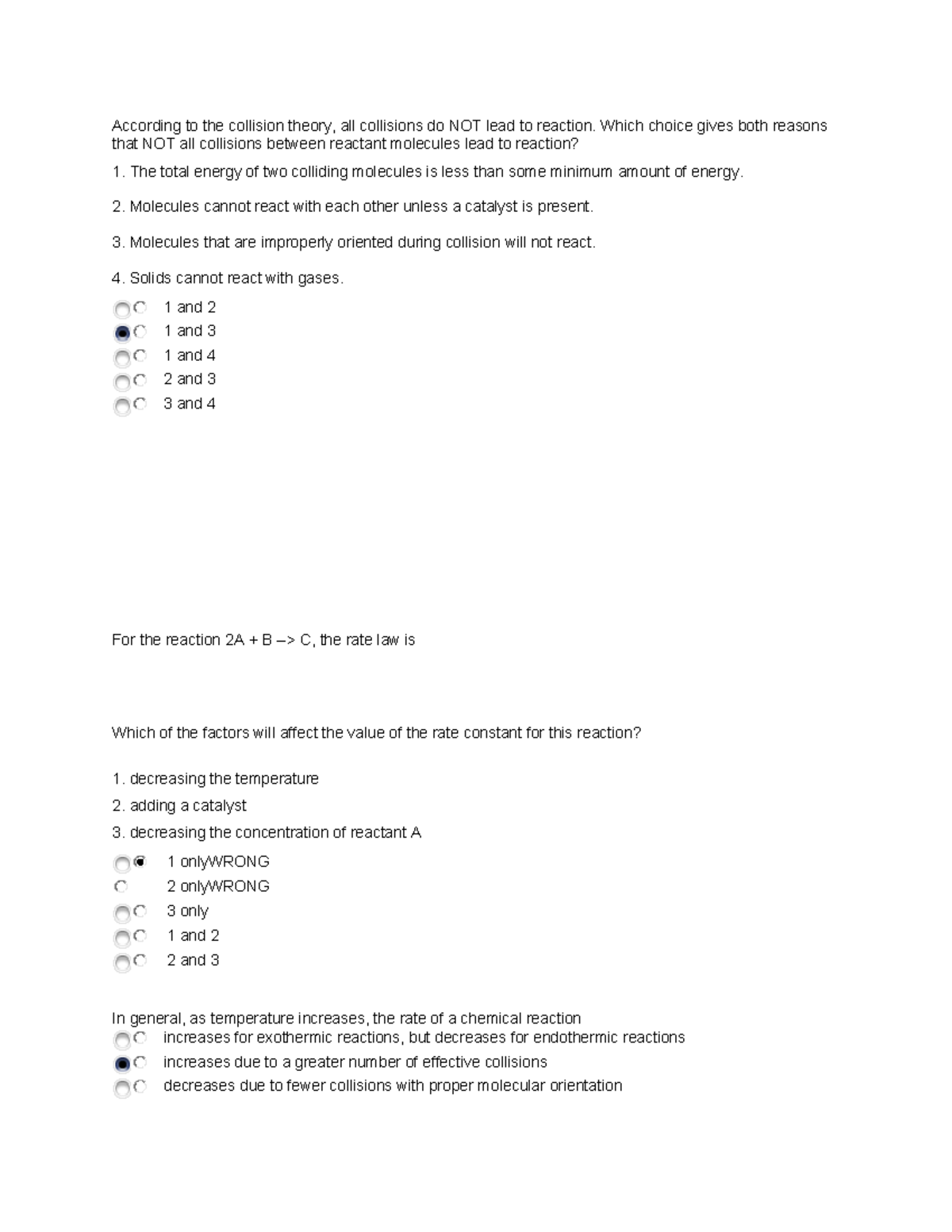 Chem 122 Quiz 1 - Quiz 1 - According to the collision theory, all ...