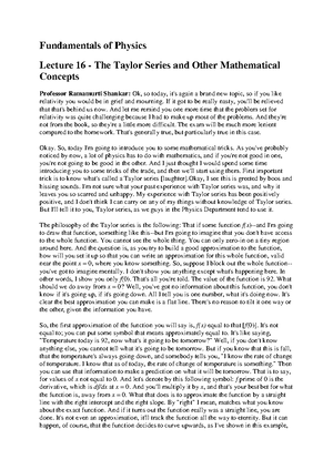 Lecture 19 - Waves - Fundamentals of Physics Lecture 19 - Waves Professor Ramamurti Shankar ...