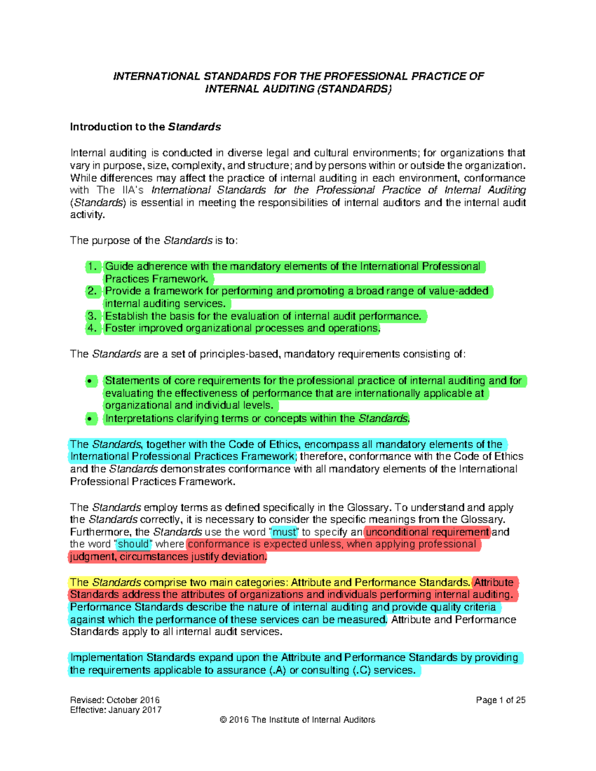 006 IPPF-Standards-2017 - Revised: October 2016 Page 1 of 25 Effective ...