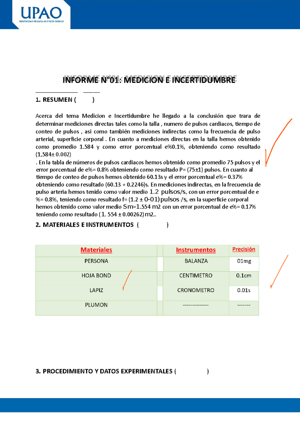 Medicion E Incertidumbre Espero Los Pueda Ayudar Informe N°01