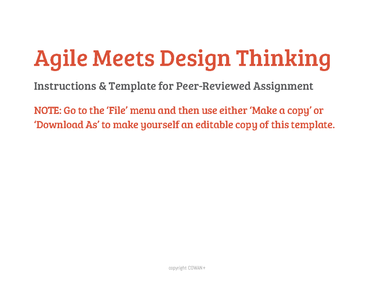 Agile Meets Design Thinking - Agile Meets Design Thinking Instructions ...