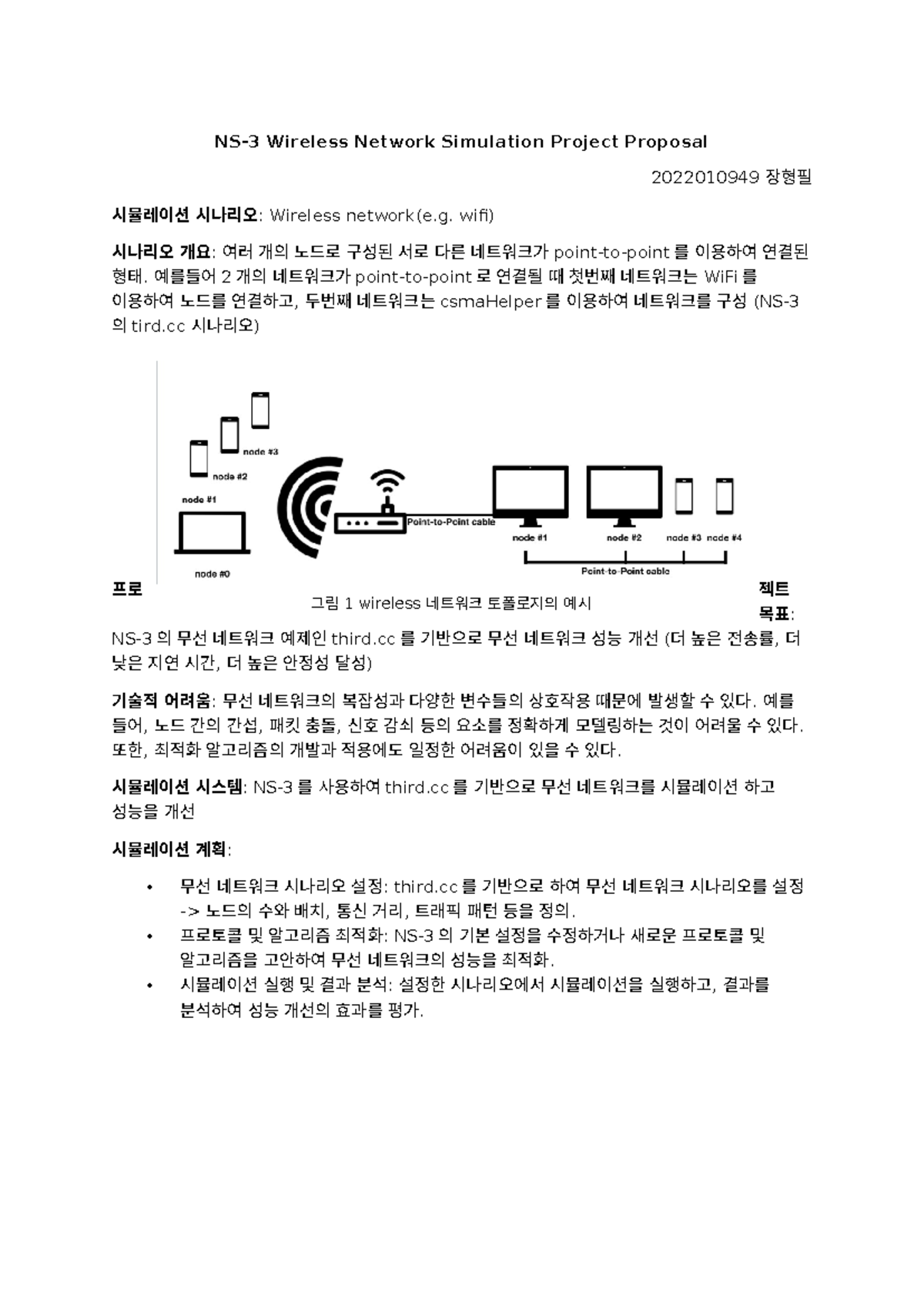 NS-3 network Proposal - NS-3 Wireless Network Simulation Project Proposal 2022010949 장형필 시뮬레이션 ...