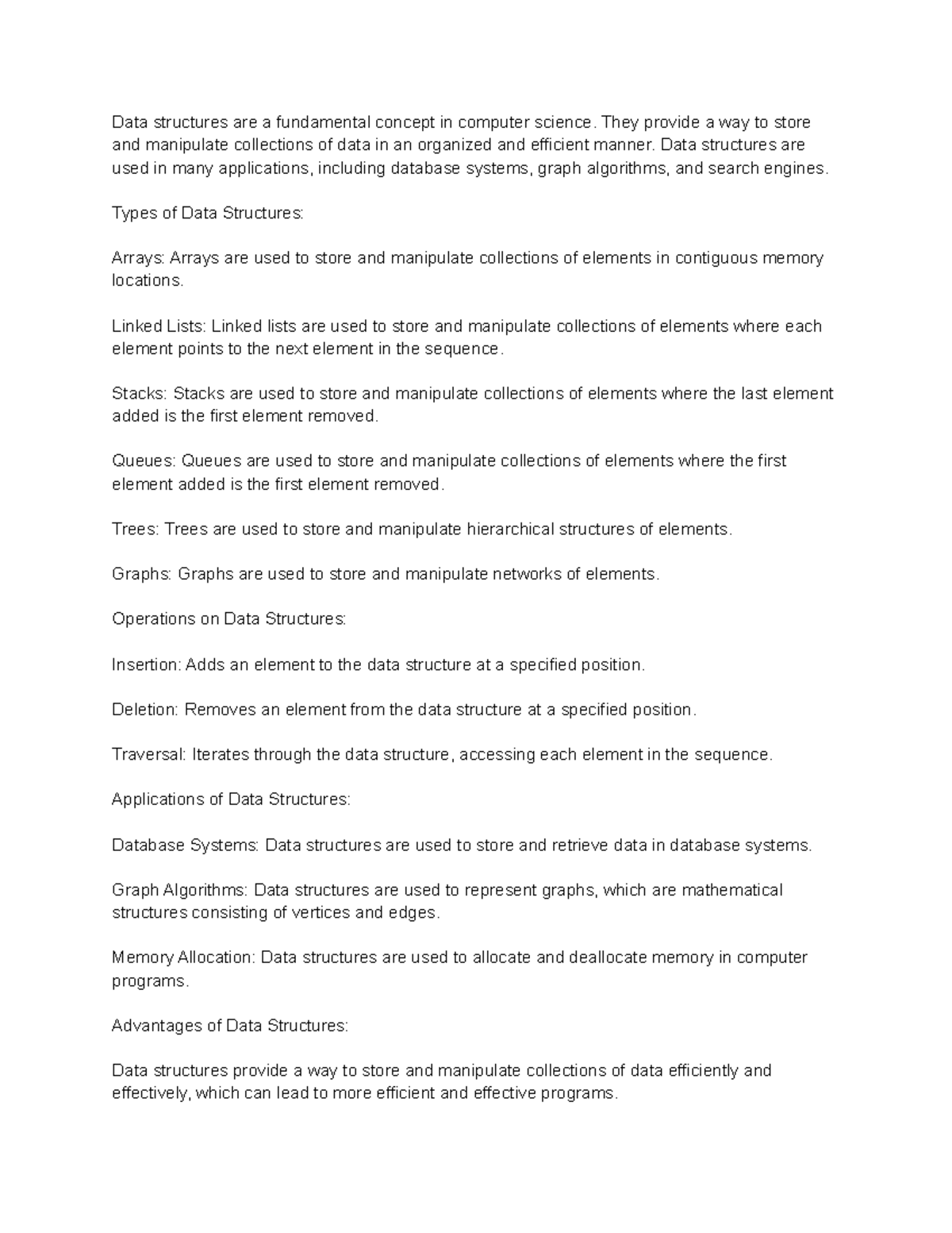 Introduction To Data Structures Data Structures Are A Fundamental Concept In Computer Science
