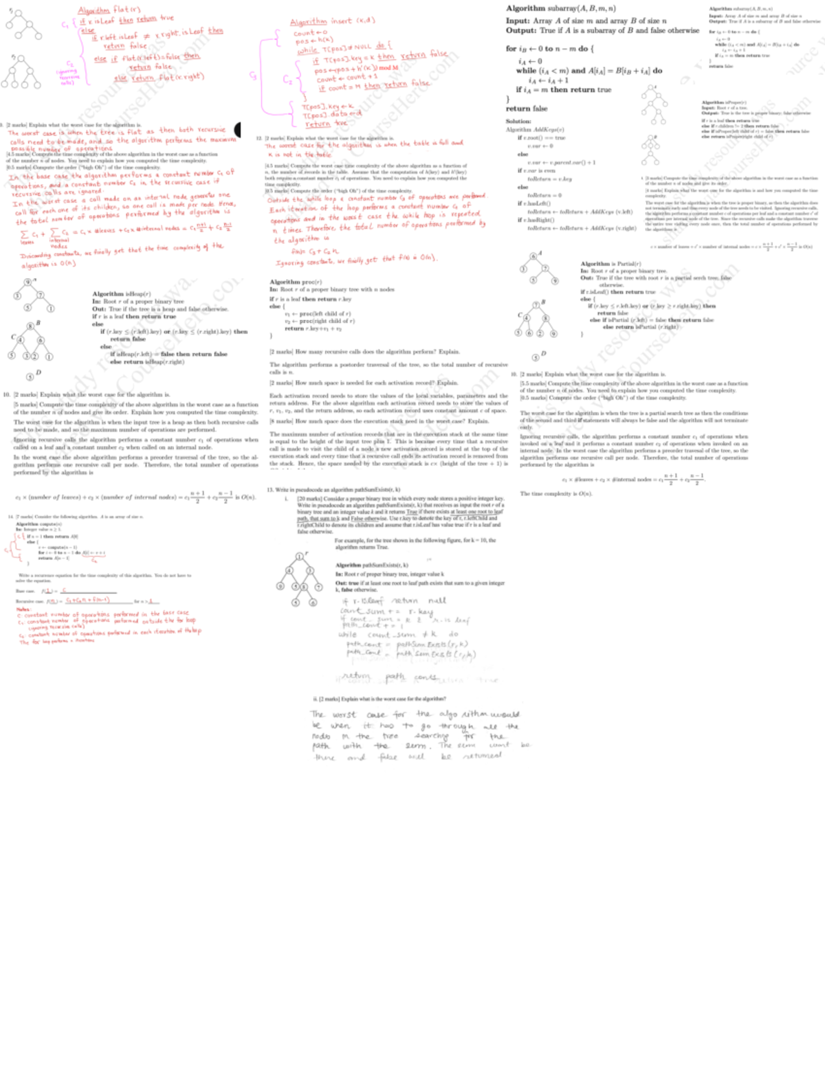 Final Cheet Sheet - Algorithm flat(r) Algorithm subarray(. B, m, n ...