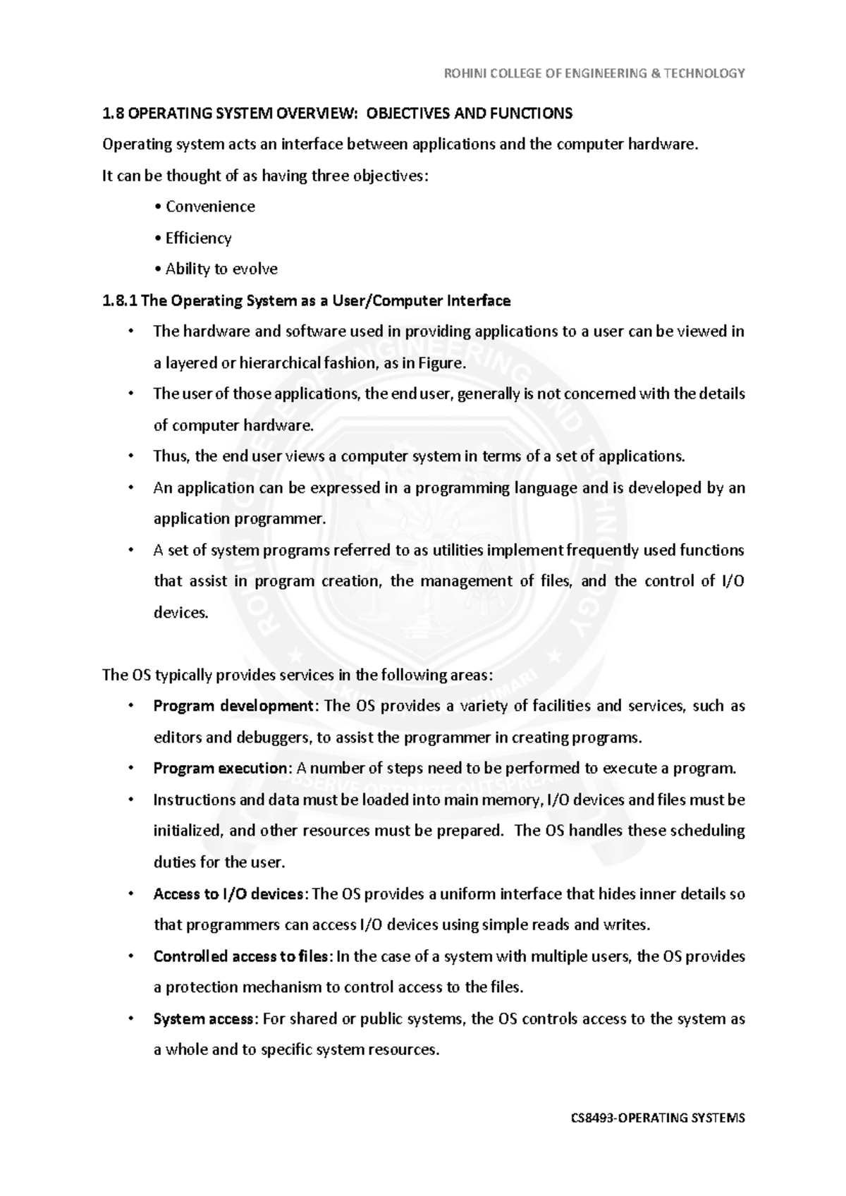 Operating System Overview Objectives And Functions Rohini College Of