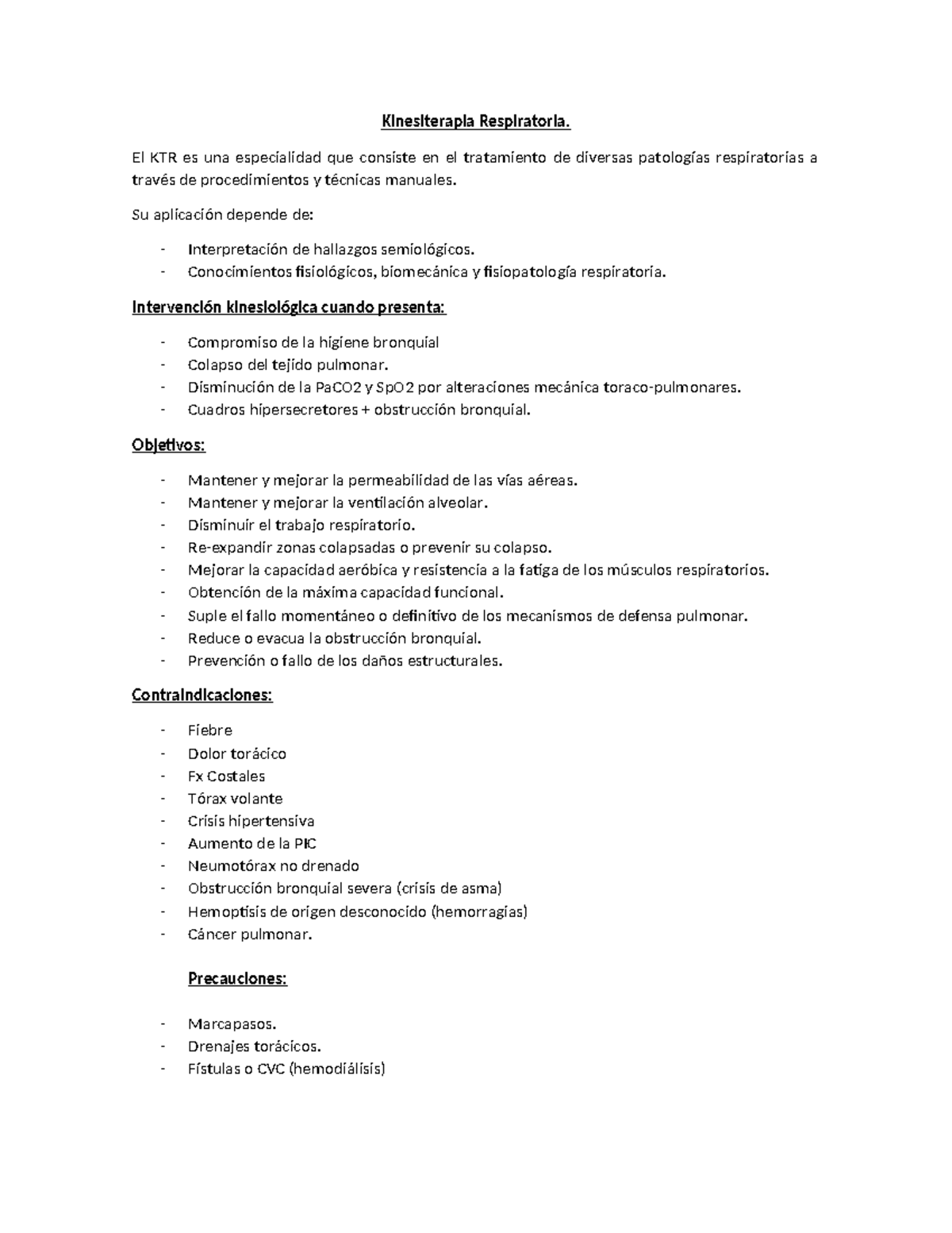 KNT respiratorias activas y pasivas - Kinesiterapia Respiratoria. El ...