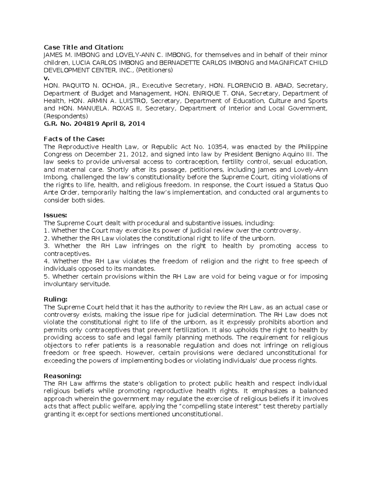 Constitutional Law Case Digest - Castillo, Jovelio D. JD1C - Case Title ...