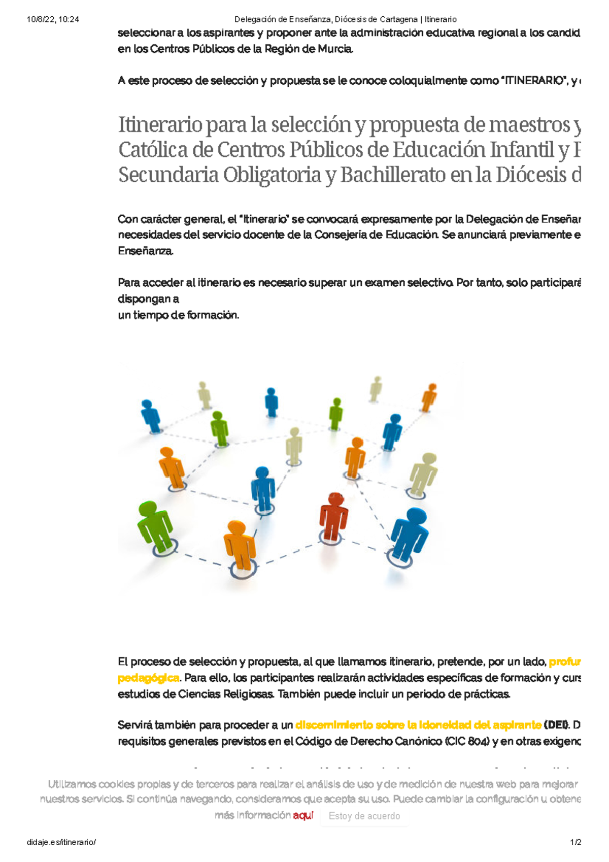 Delegación de Enseñanza, Diócesis de Cartagena Itinerario - 10/8/22, 10:24 Delegación de ...