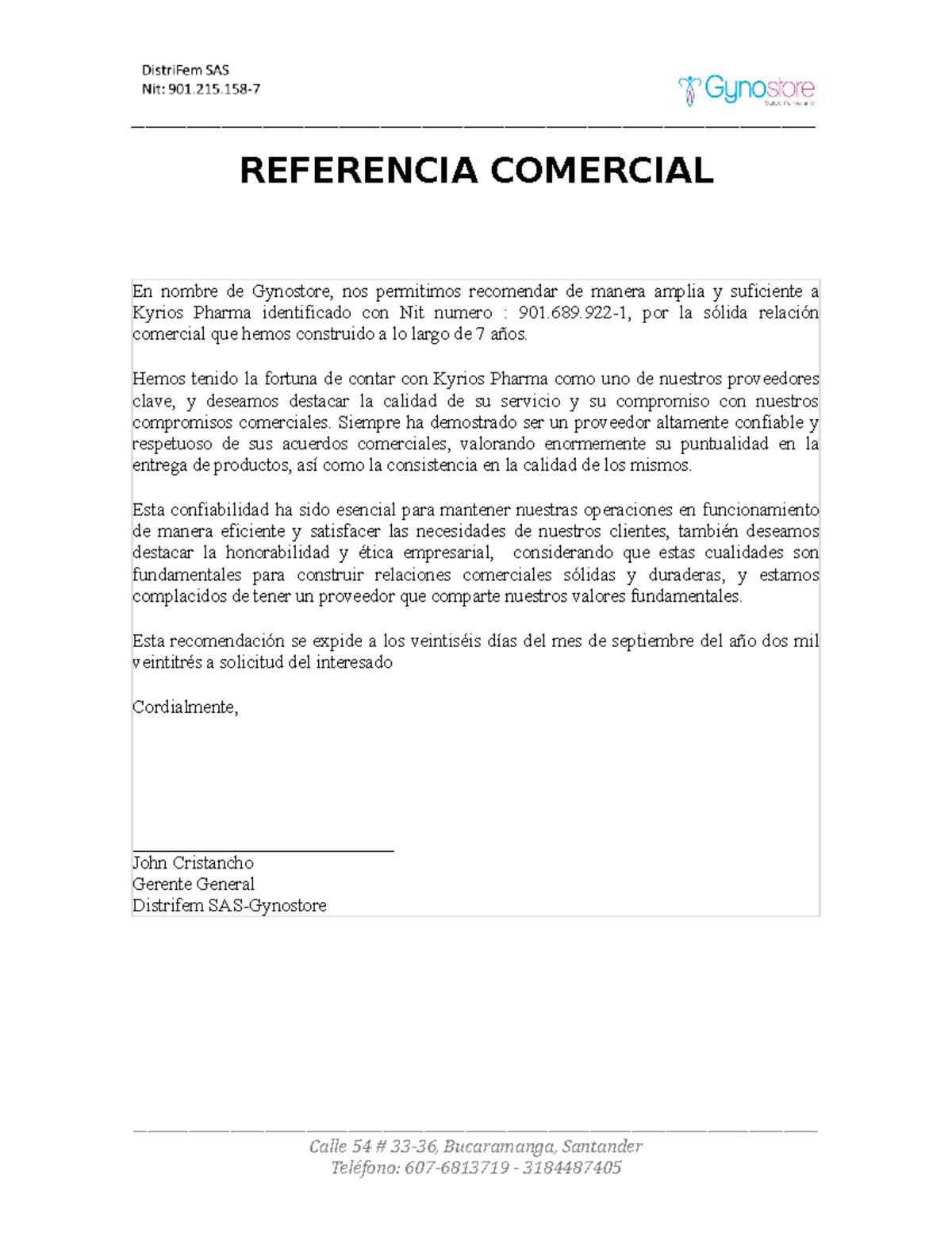 Referencia Comercial - - Studocu