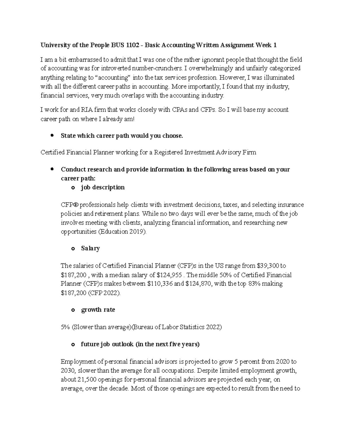 Week 1 Written Assignment - Bus 1102 - UoPeople - Studocu