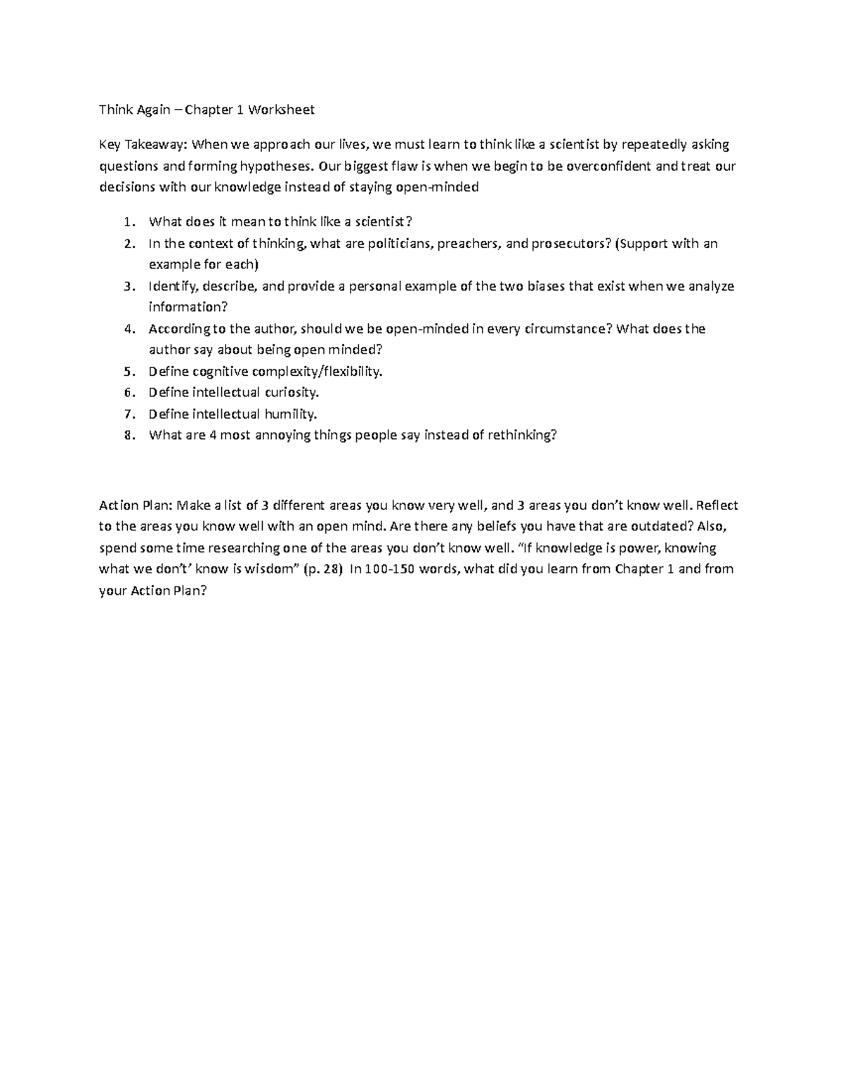 Think Again Chapter 1 wksht - Think Again – Chapter 1 Worksheet Key ...