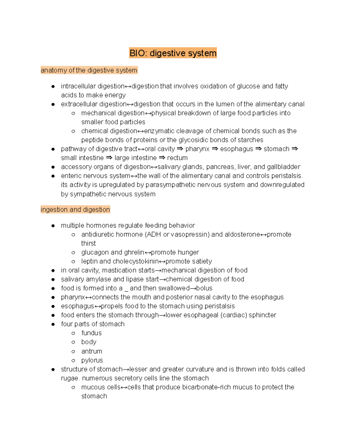 Bio- digestive system - BIO: digestive system anatomy of the digestive ...