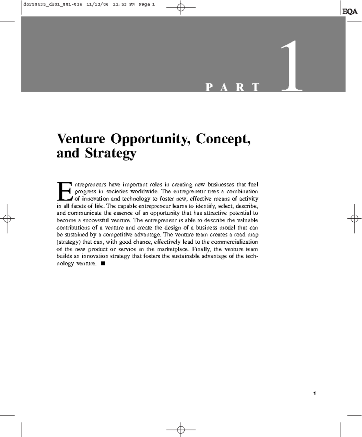 Tech Ventures Chap1 2e - 1 Venture Opportunity, Concept, and Strategy E ...