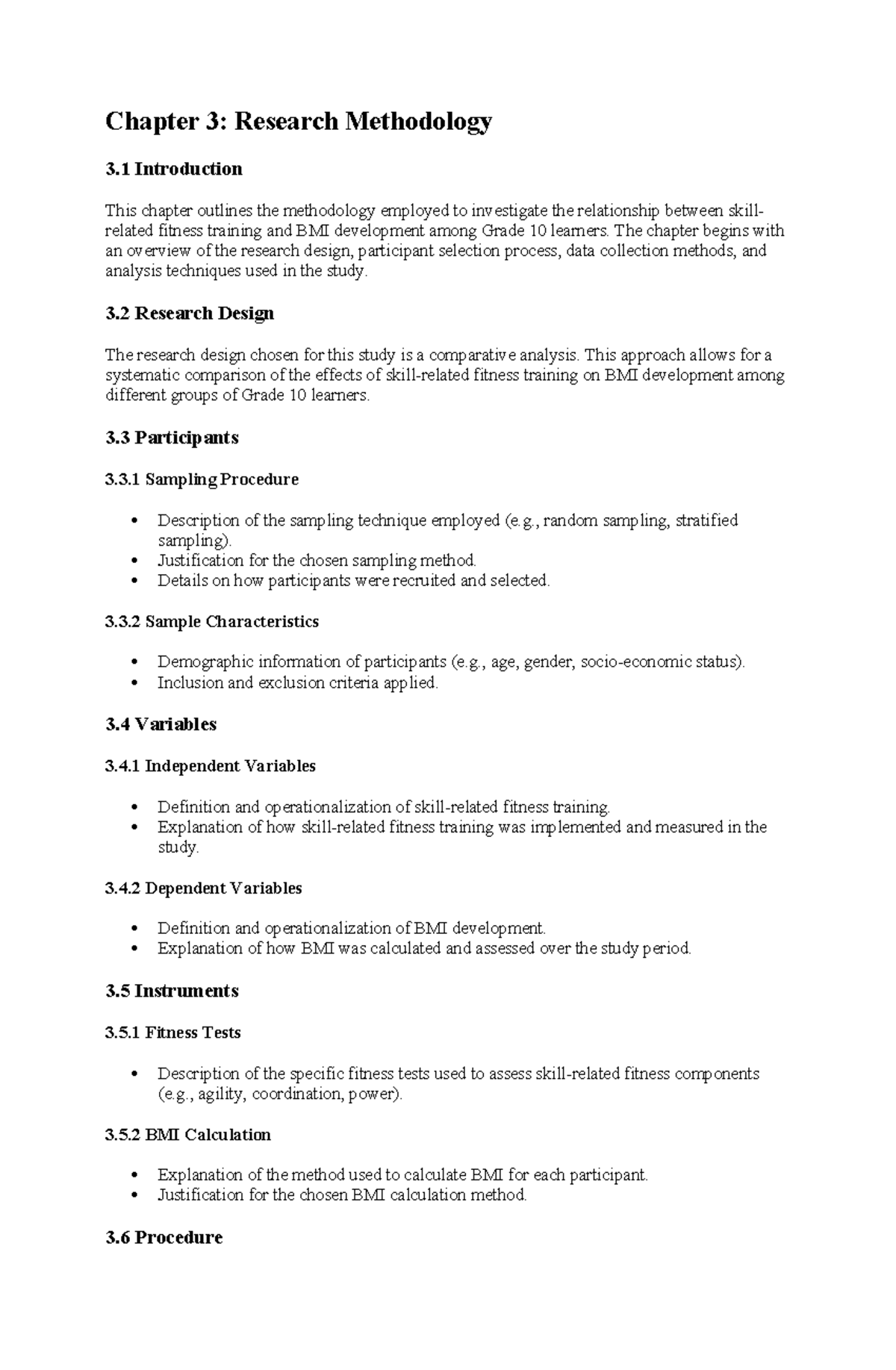 Chapter 3 sample - Chapter 3: Research Methodology 3 Introduction This ...