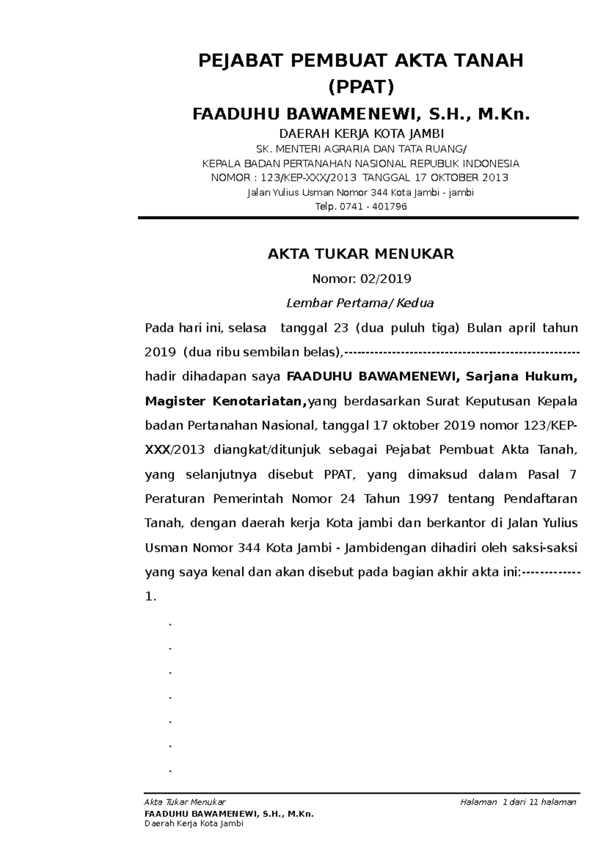 Akta-tukar-menukar - akta - PEJABAT PEMBUAT AKTA TANAH (PPAT) FAADUHU ...