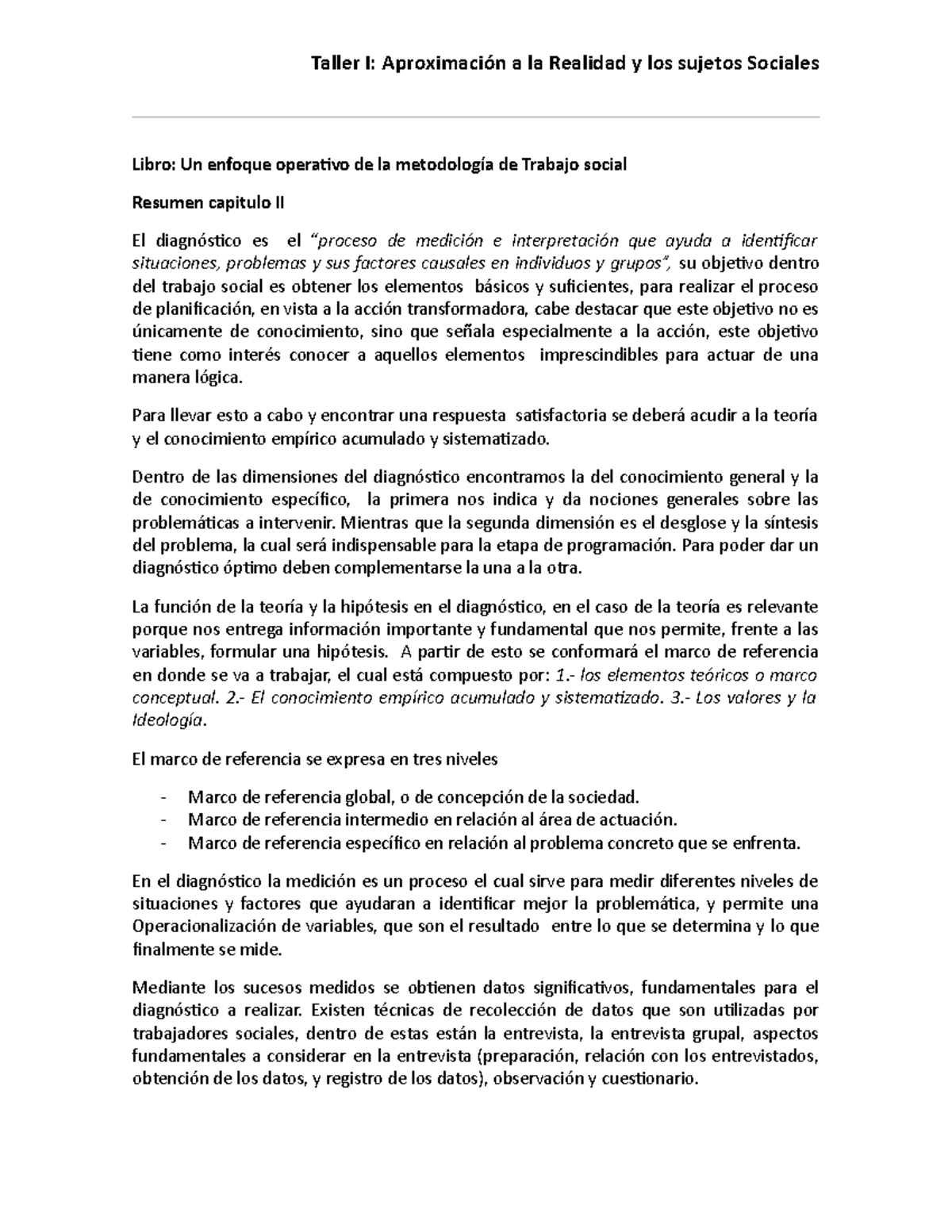 Resumen Un enfoque operativo de la metodología de trabajo social ...