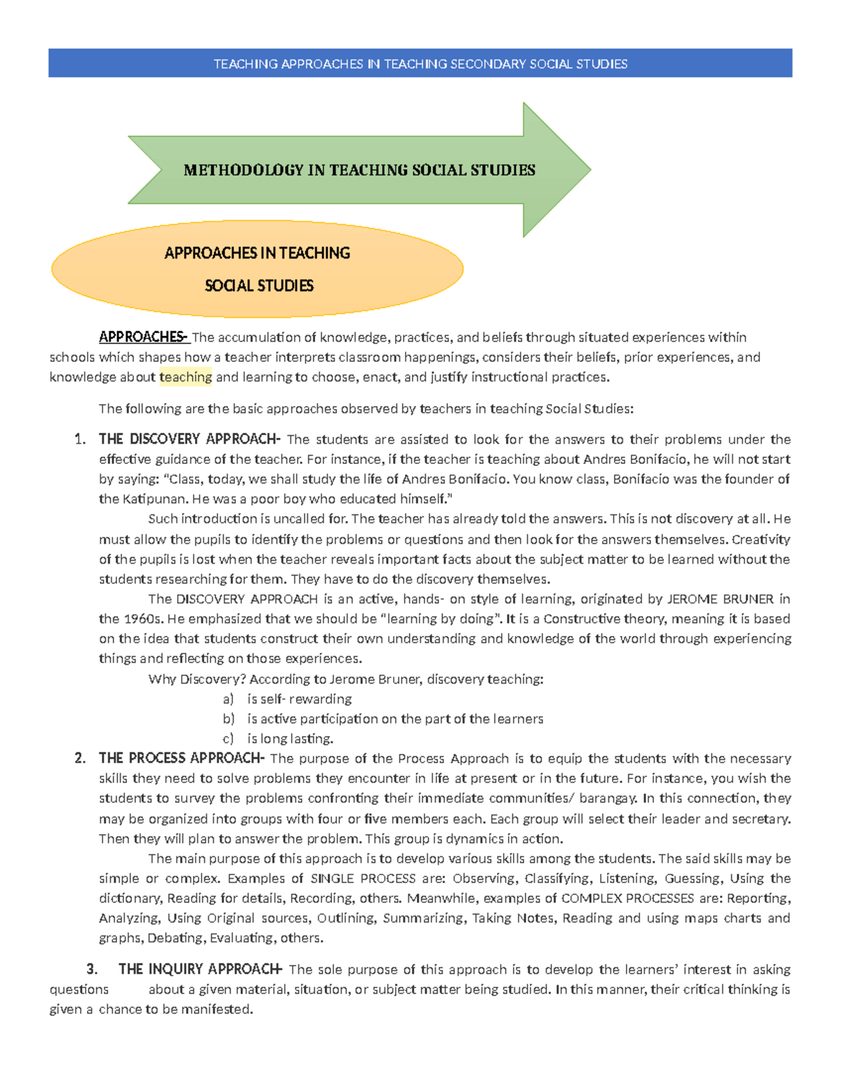 Approachessocsci - TEACHING APPROACHES IN SECONDARY SOCIAL STUDIES ...