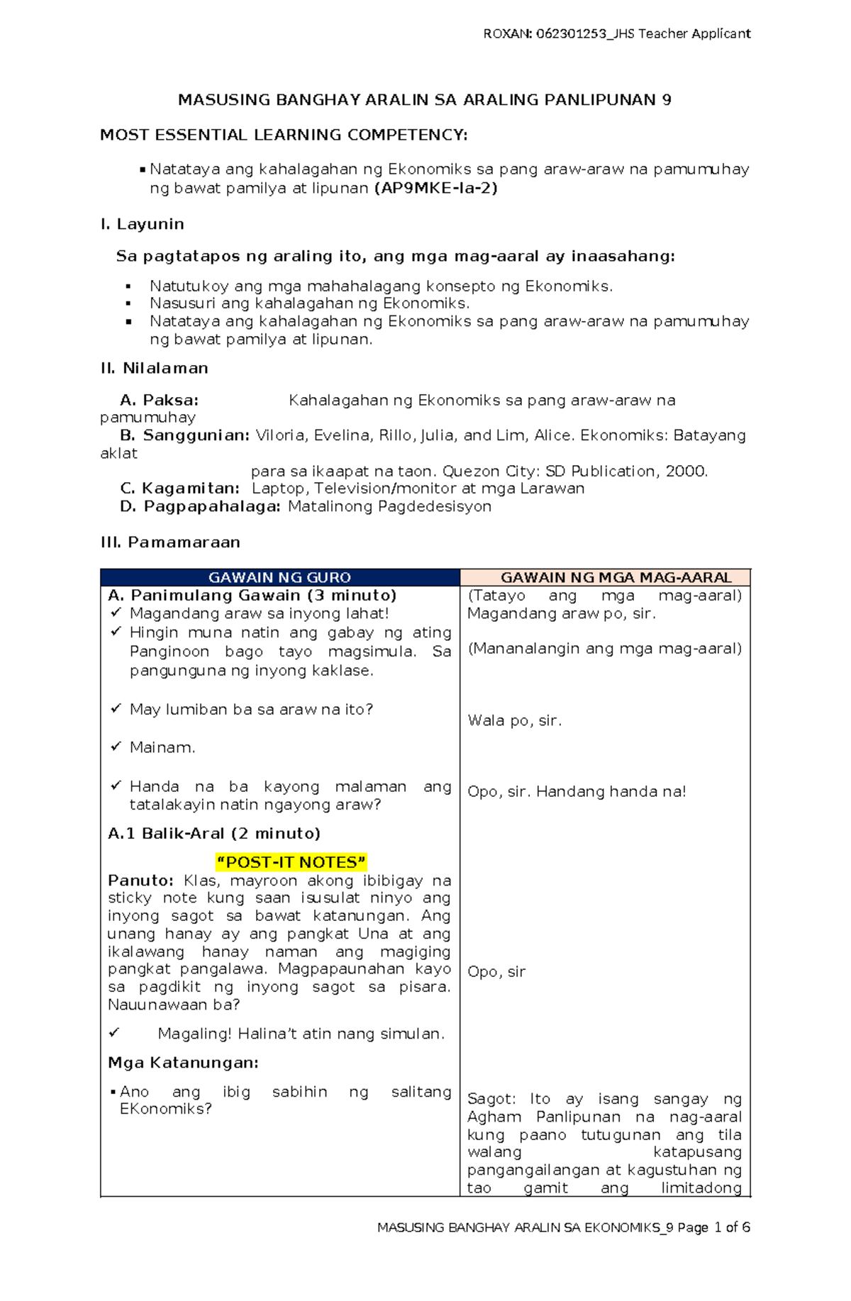 Detailed Lesson PLAN Grade 9 - MASUSING BANGHAY ARALIN SA ARALING ...