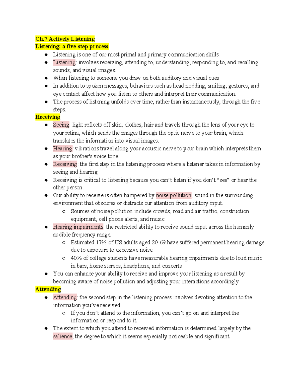 Ch.7 Actively Listening - Ch Actively Listening Listening: a five-step ...