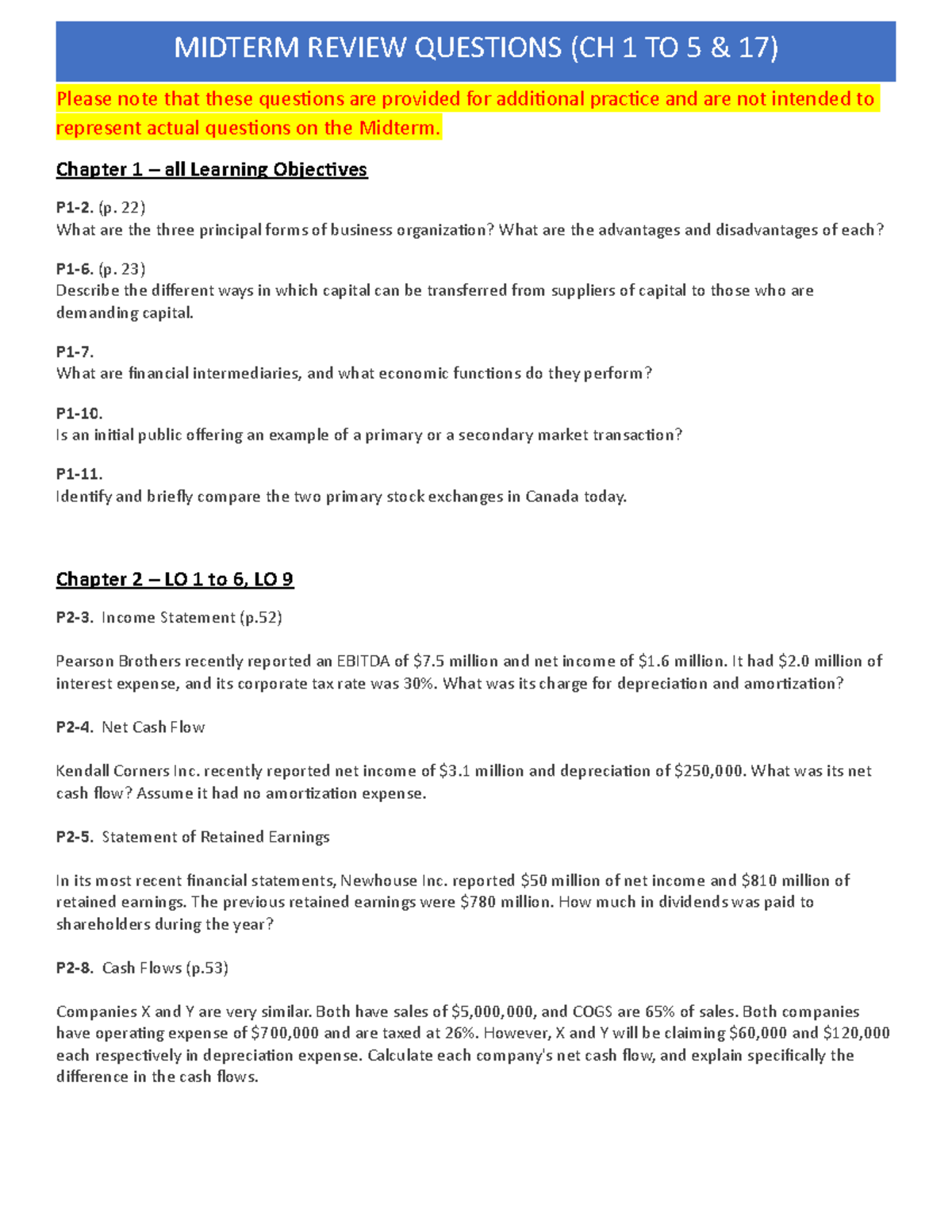 Midterm Review Questions - Please note that these questions are provided for additional practice ...