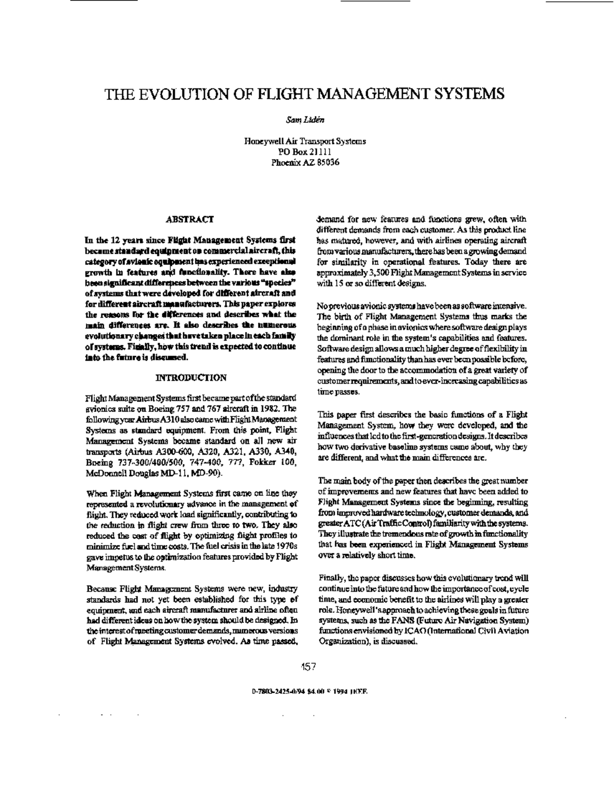 The evolution of flight management systems - THE EVOLUTION OF FLIGHT W ...