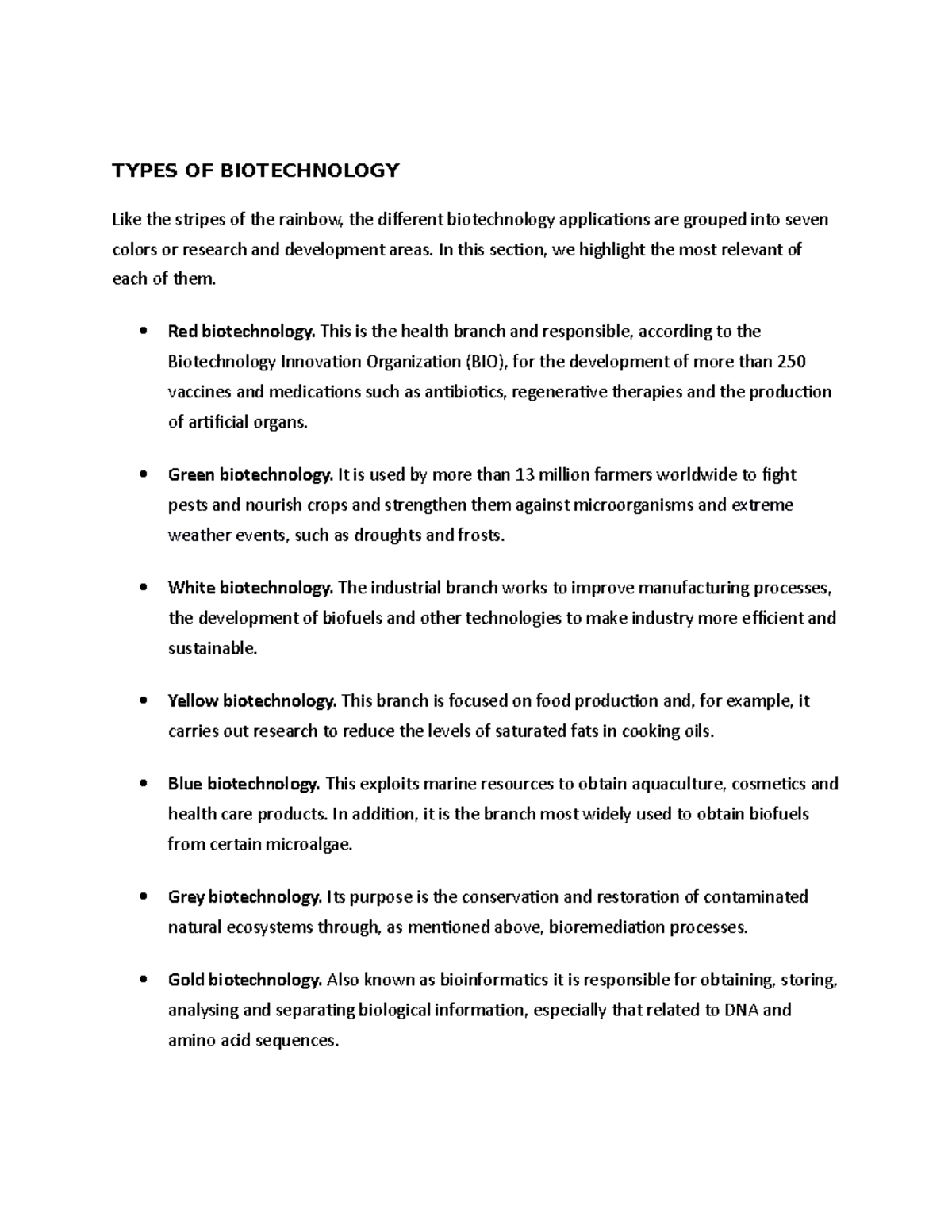 Types OF Biotechnology - TYPES OF BIOTECHNOLOGY Like the stripes of the ...