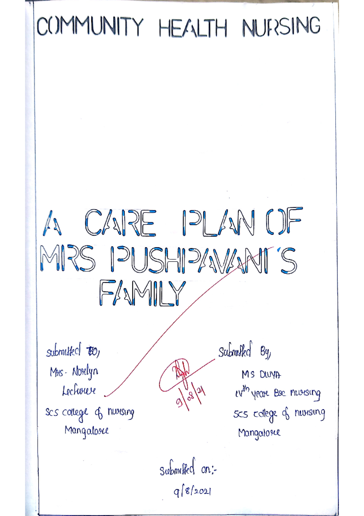 Community care plan format - Bsc.nursing - Studocu