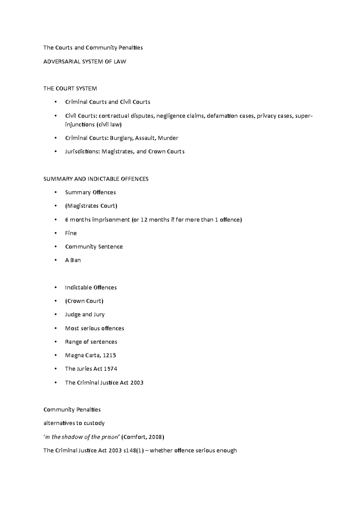 CRI1125 W4 - crim - The Courts and Community Penalties ADVERSARIAL ...
