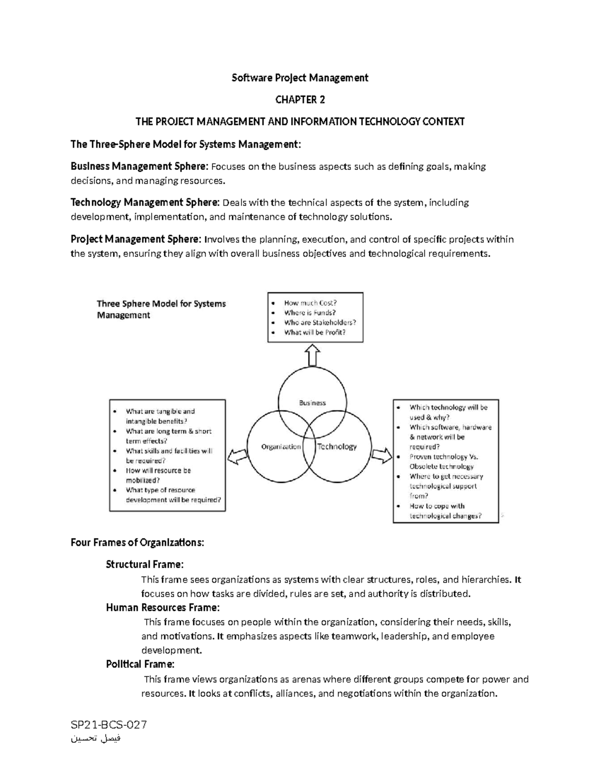 Software Project Management Chapter 02 Software Project Management Chapter 2 The Project
