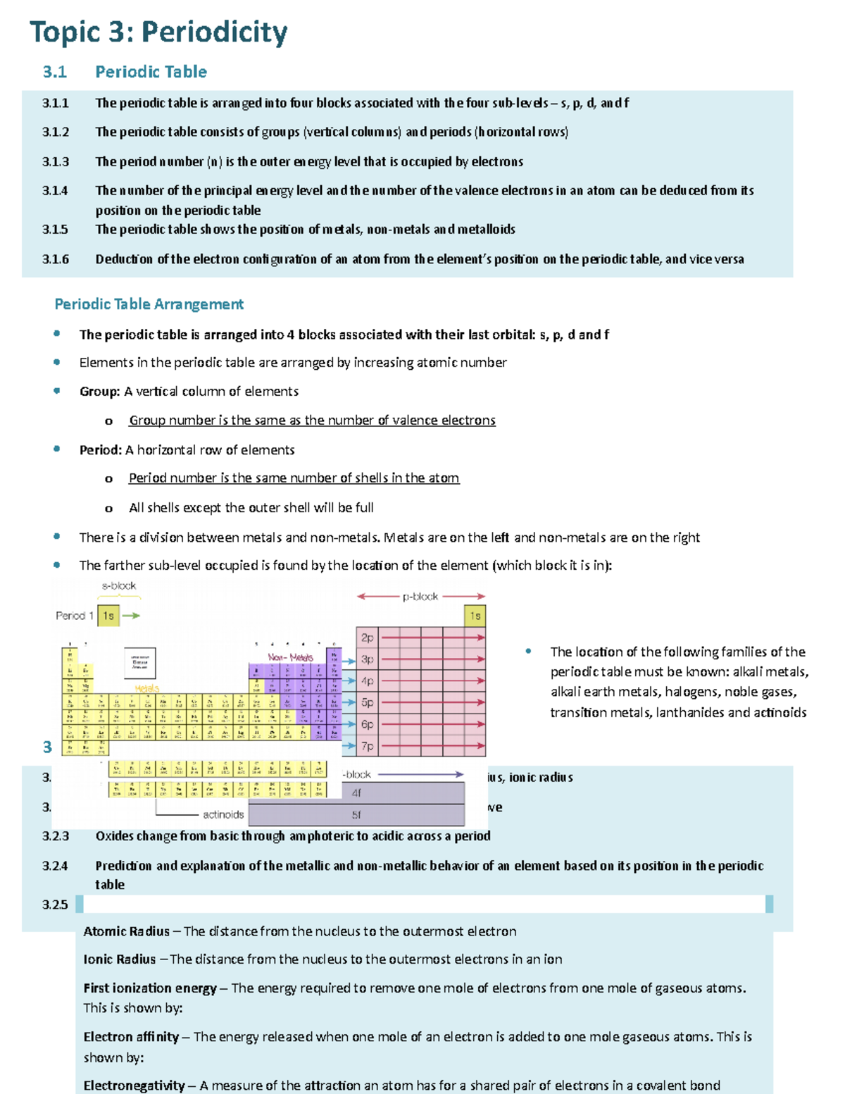 3 - bonding notes ib - Topic 3: Periodicity 3 Periodic Table 3.1 The ...