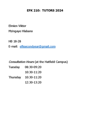 EFK210 Study Guide 2024 - DEPARTMENT OF HISTORICAL AND HERITAGE STUDIES ...