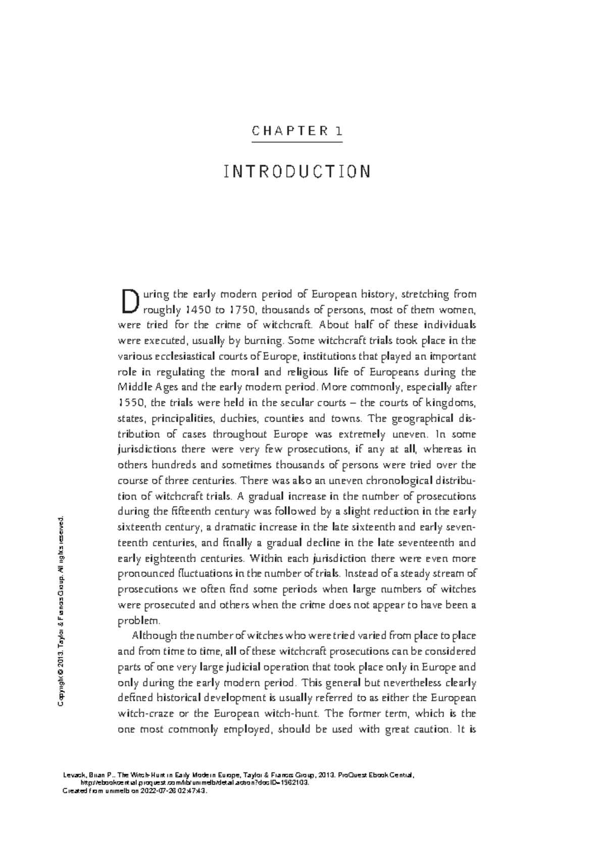 Chapter 1 (Introduction) - C H A P T E R 1 INTRODUCTION D uring the early modern period of ...
